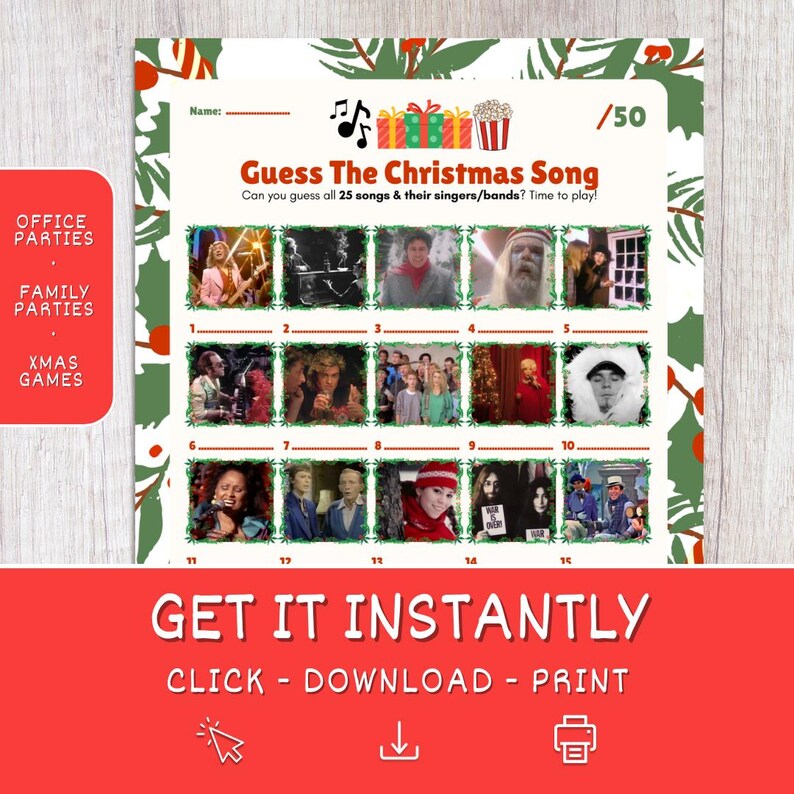 Guess the Christmas Song | Festive Holiday Game Quiz (PDF) - Etsy UK