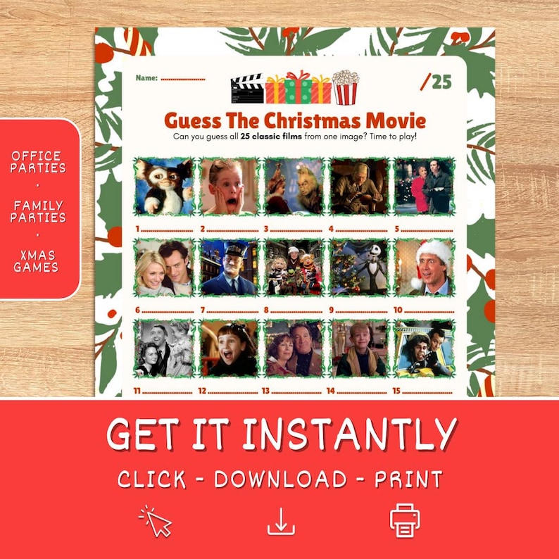 Guess the Movie | Christmas Movie Picture Quiz Game (PDF) - Etsy