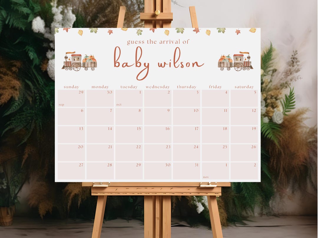 Fall Baby Due Date Calendar Game, Baby Prediction Due Date Game, Fall ...