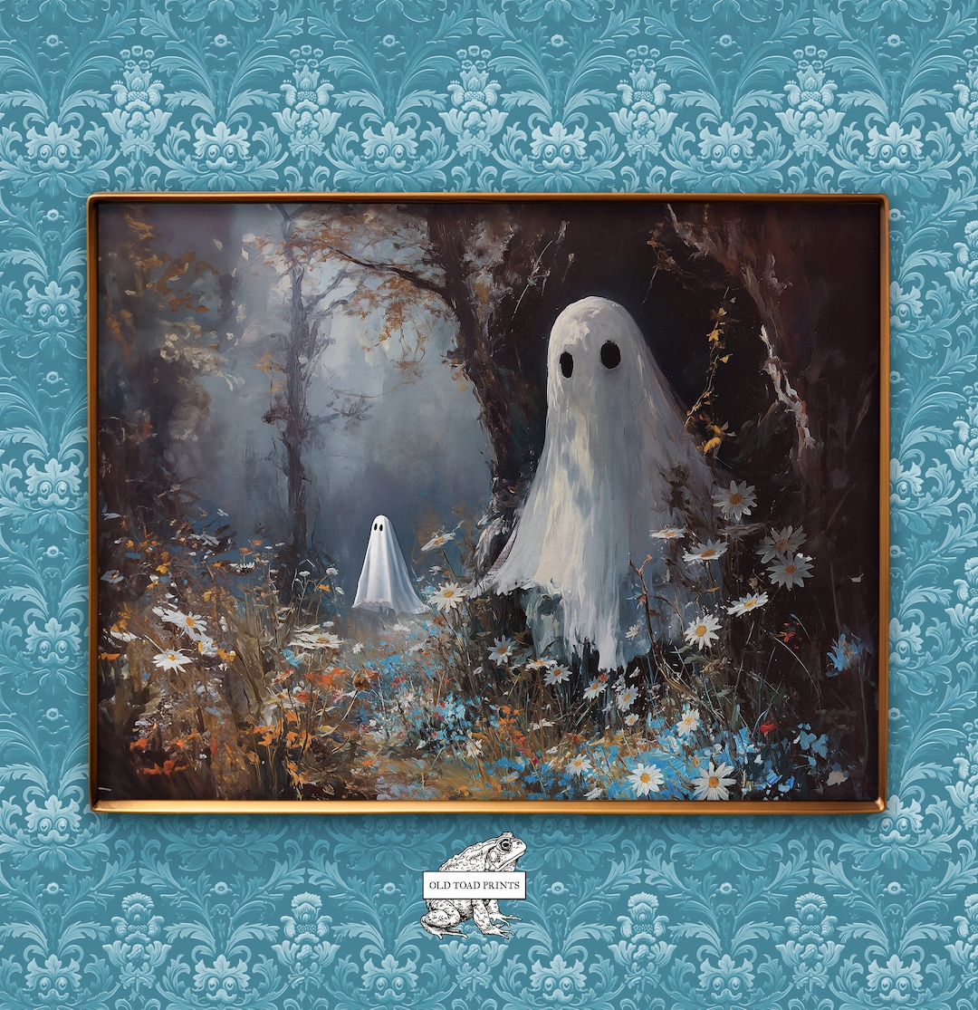Flower Ghosts Playing Hide and Seek Whimsigoth Decor Print Cute Ghost ...
