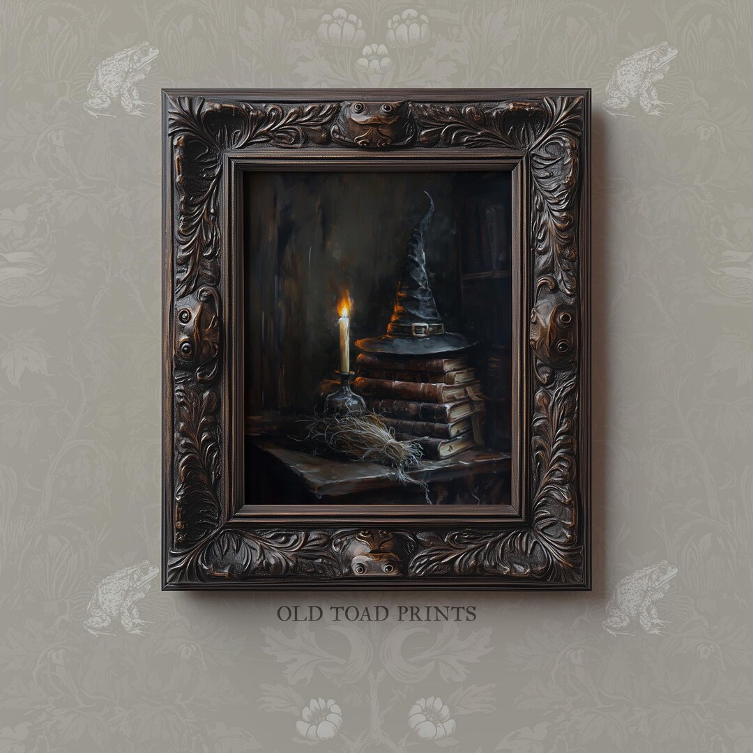 Sage Witch Book Nook Stack of Books Art Print Halloween Printable Witch ...