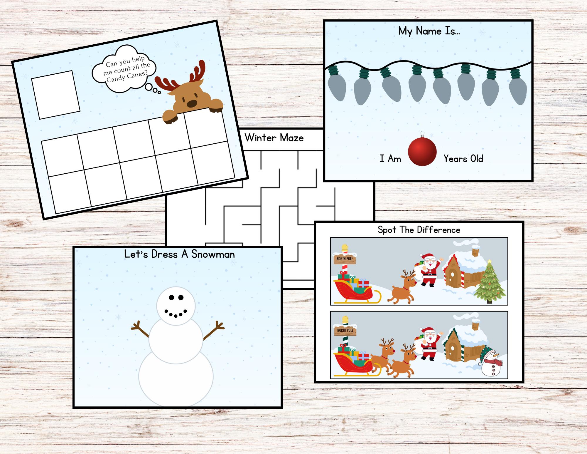 Christmas Busy Book Toddler Learning Binder Printable Educational ...