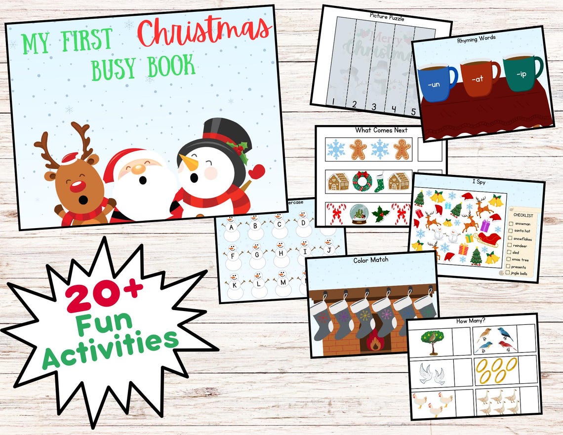 Christmas Busy Book Toddler Learning Binder Printable Educational ...