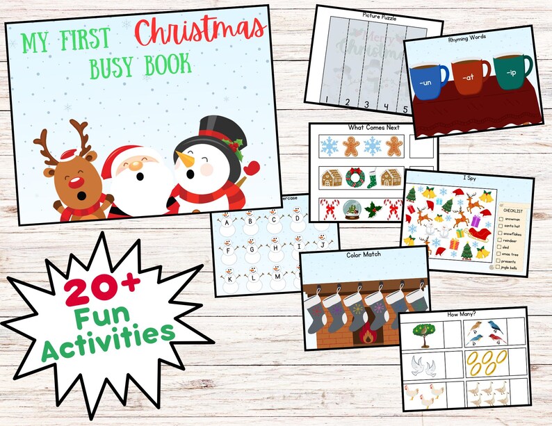 Christmas Busy Book Toddler Learning Binder Printable Educational ...