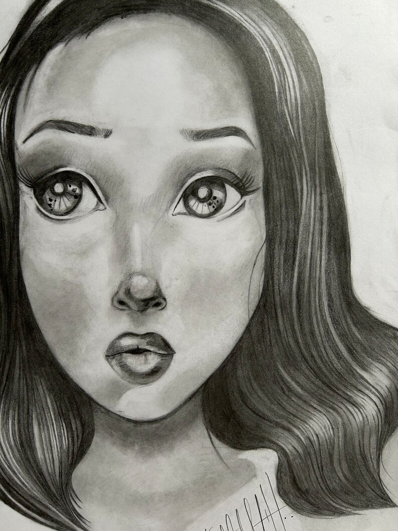 DREAM GIRL, Pencil Paper Handcrafter Original Drawing Sketcher, Black ...