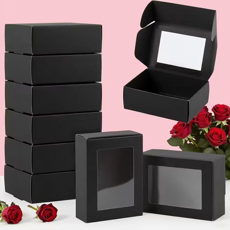 Mini Window Gift Boxes in White, Pink, and Black Colour | Personalised ...