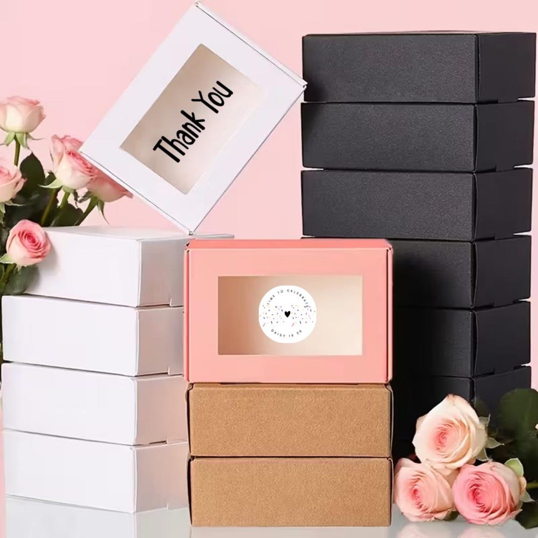 Mini Window Gift Boxes in White, Pink, and Black Colour | Personalised ...