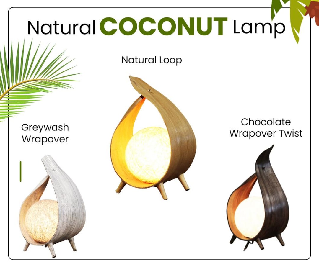 Handcrafted Natural Coconut Lamp | Unique Coconut Leaf Lamp | Hand Made ...