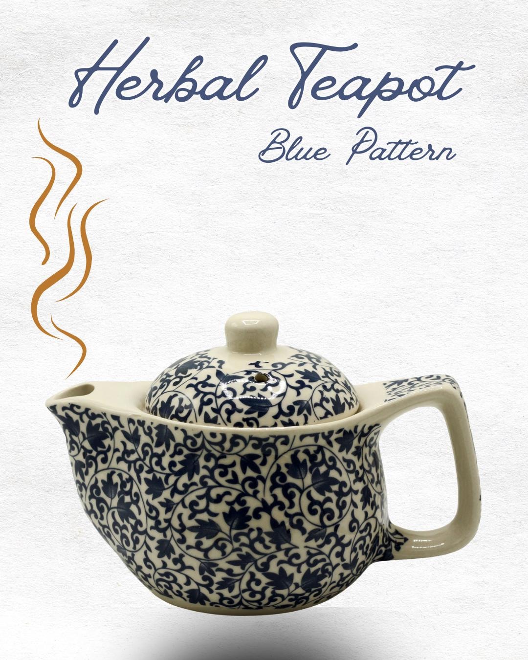 Blue Pattern Herbal Teapot | Small Ceramic Teapot With Metal Strainer ...