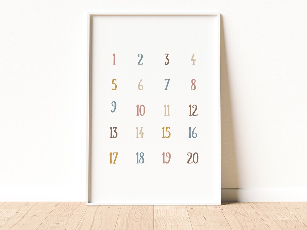 Números imprimibles, Póster de arcoíris, Impresión de gráfico de ...