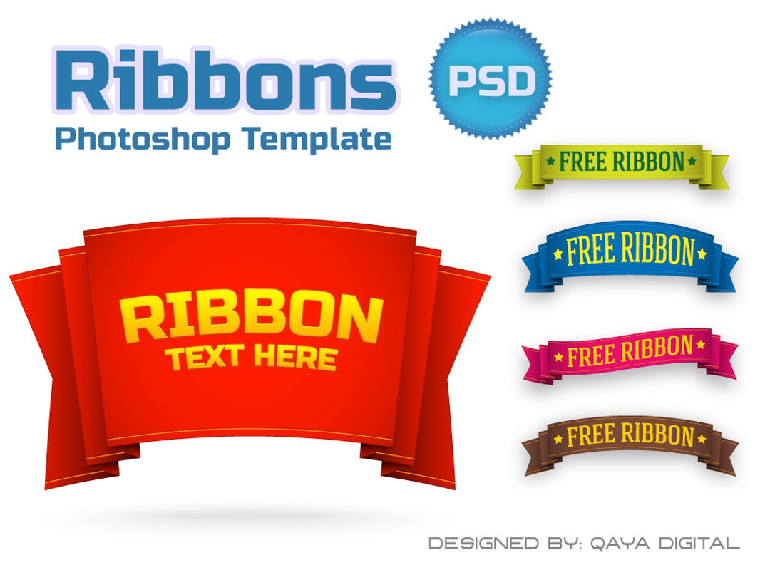 5 Ribbons Photoshop Template Digital Download - Etsy