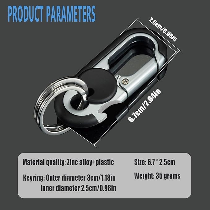 Carabiner Heavy Duty Double Ring Keychain - Locking Key Ring, Key Fob ...
