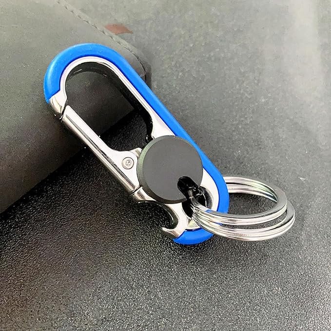 Carabiner Heavy Duty Double Ring Keychain - Locking Key Ring, Key Fob ...