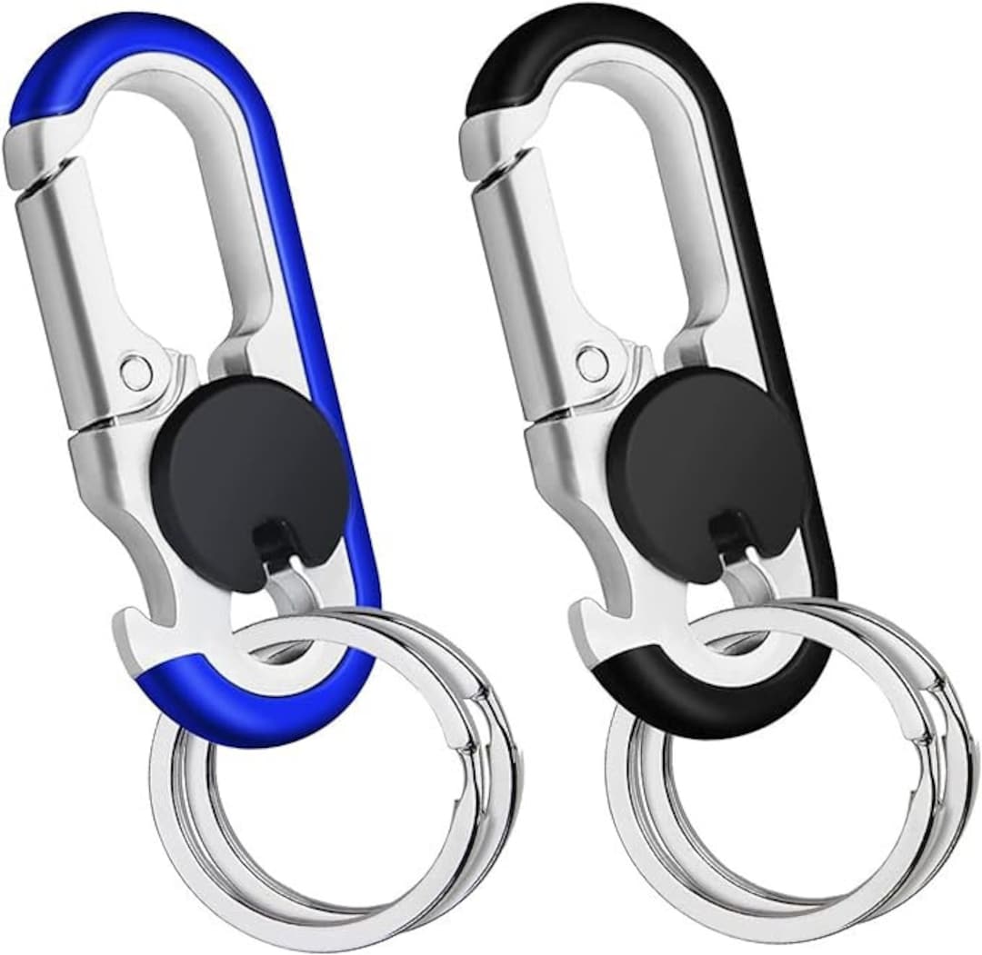 Carabiner Heavy Duty Double Ring Keychain - Locking Key Ring, Key Fob ...