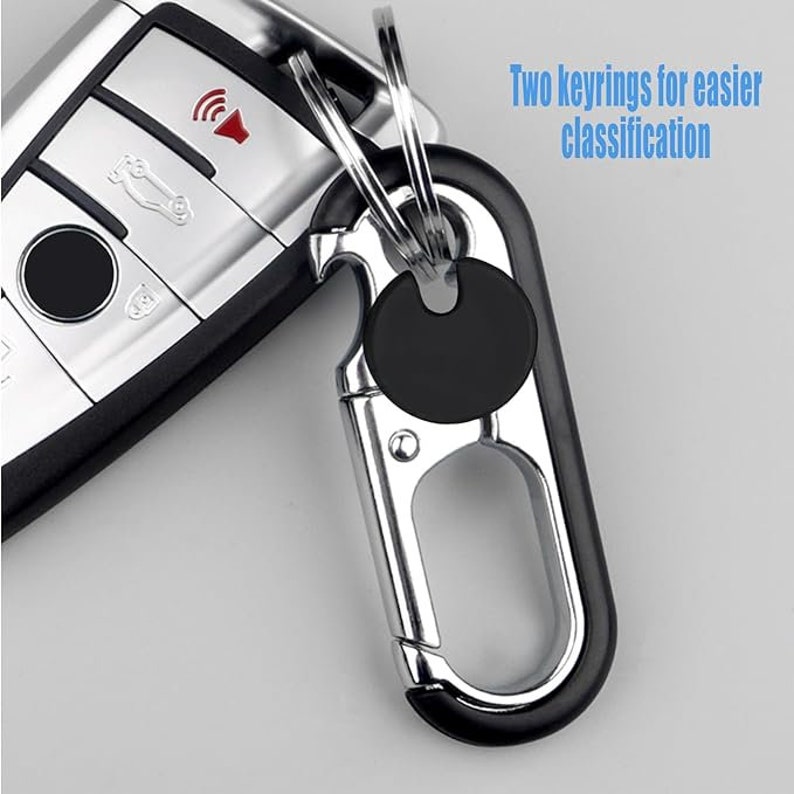 Carabiner Heavy Duty Double Ring Keychain - Locking Key Ring, Key Fob ...