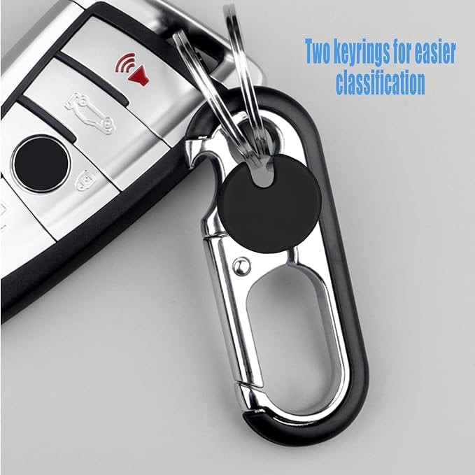 Carabiner Heavy Duty Double Ring Keychain - Locking Key Ring, Key Fob ...