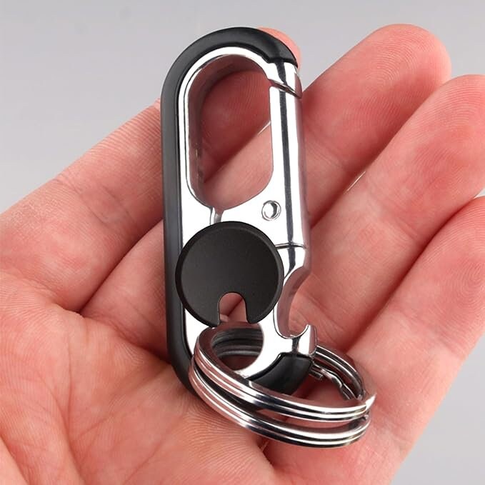 Carabiner Heavy Duty Double Ring Keychain Locking Key Ring, Key Fob ...