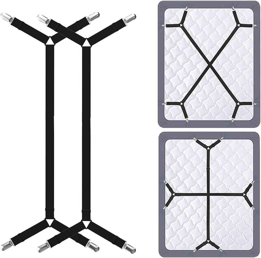 2pcs Adjustable Elastic Bed Sheet Holder Straps - Sheet Clips for ...