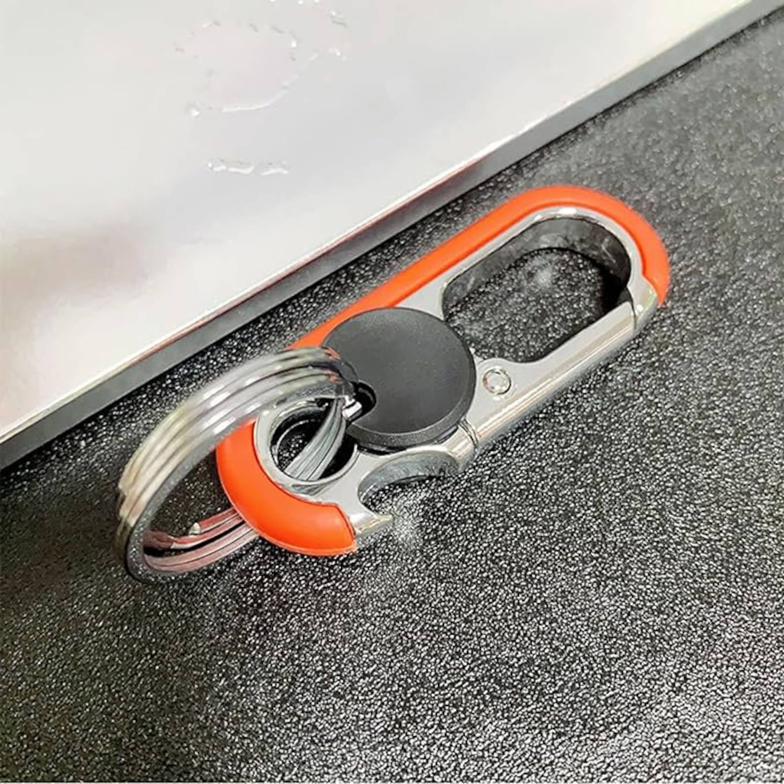 Carabiner Heavy Duty Double Ring Keychain - Locking Key Ring, Key Fob ...