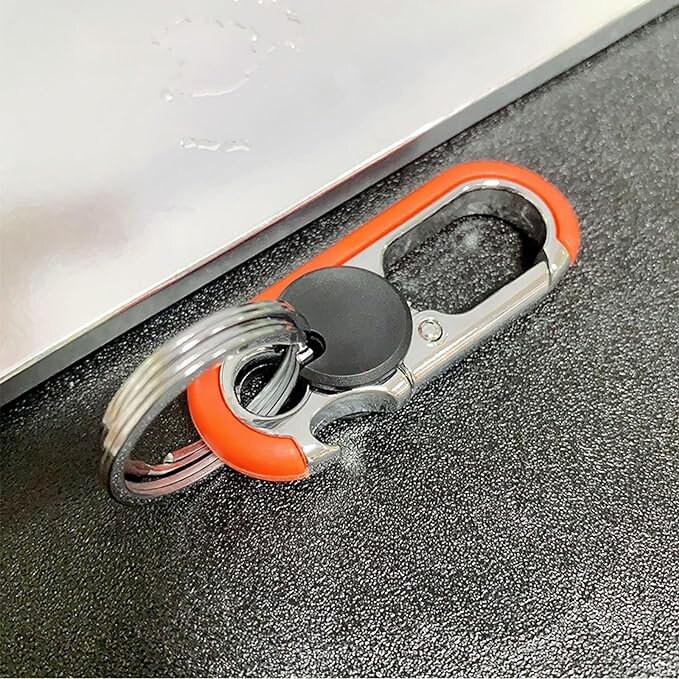 Carabiner Heavy Duty Double Ring Keychain - Locking Key Ring, Key Fob ...