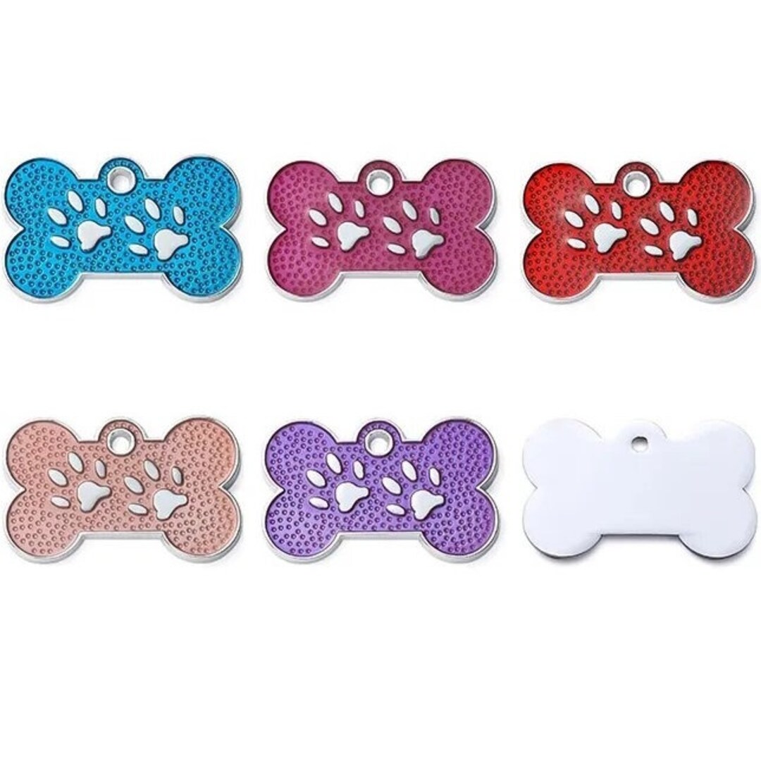 Personalized Pet Name Tags With Dog Bone-shaped and Paw Print - Custom ...
