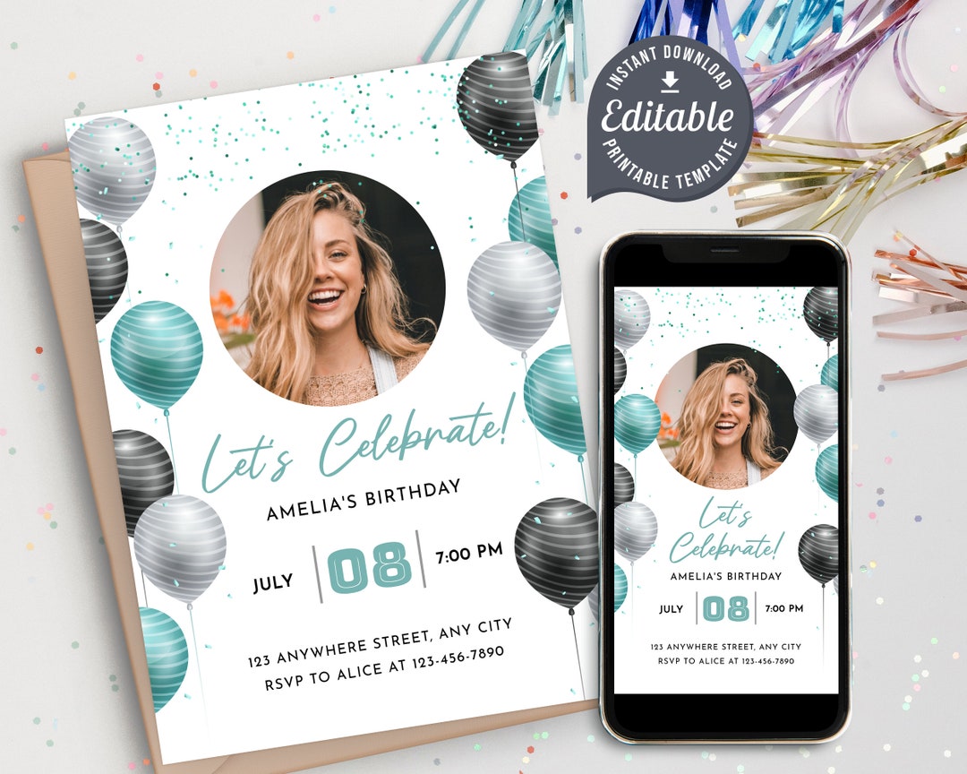 Editable Birthday Invitation Template: Printable Party Evite (digital ...