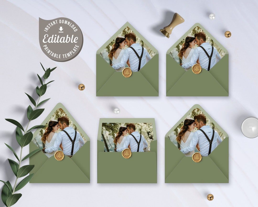 Wedding A7 Editable Envelope Liner Template, 5x7, Wedding Envelope ...