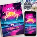 Editable Neon Beach Party Invitation: Tropical Palm (digital Template ...