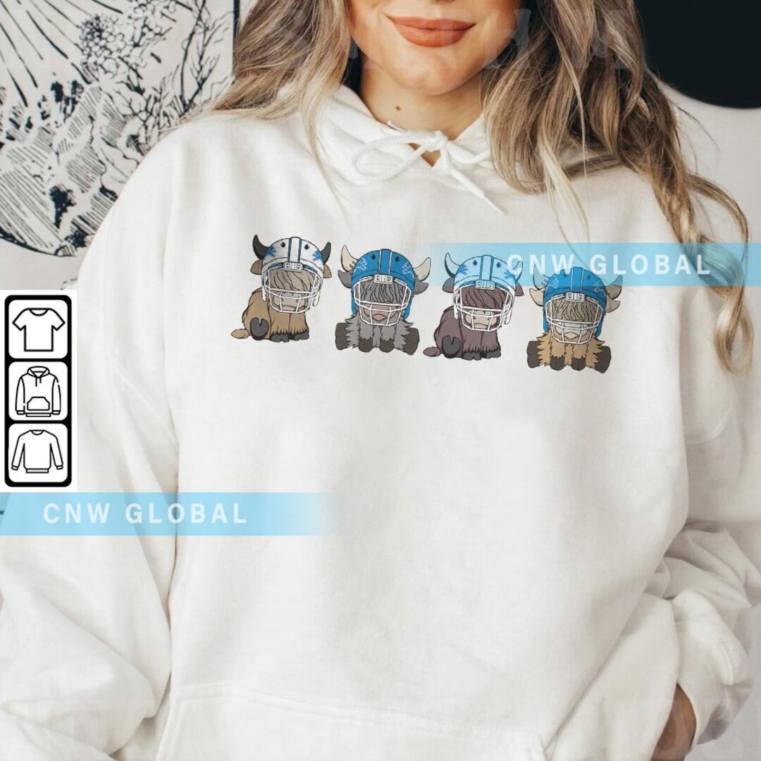 Detroit Football Shirt Cow Retro Football Highland Cow - Etsy