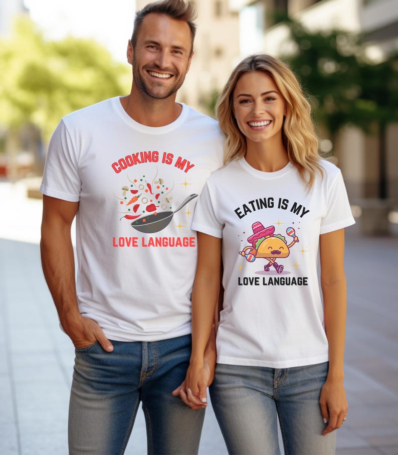 Love Language Couple T-shirts: Matching Foodie Tees - Etsy