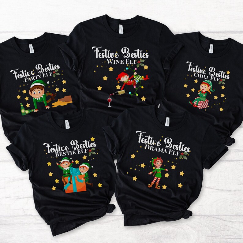 Retro Christmas Graphic T-shirt: Matching Family Elf Shirt - Etsy