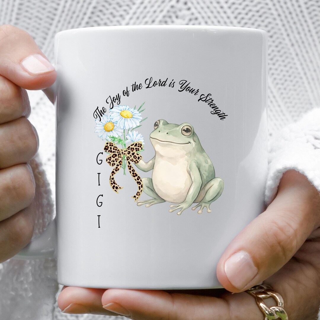 April Personalized Birth Flower Frog Mug, Gigi Mimi Nana Grandma Gift ...