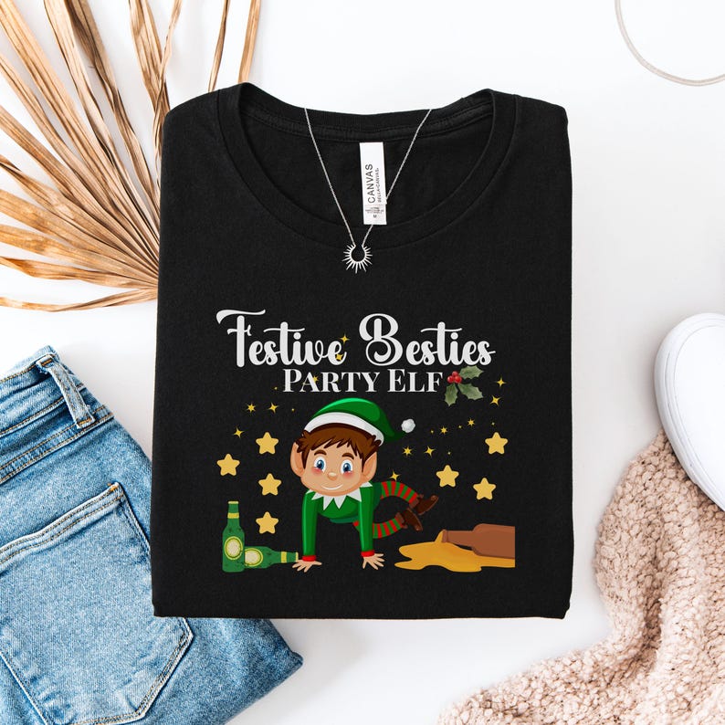 Retro Christmas Graphic T-shirt: Matching Family Elf Shirt - Etsy