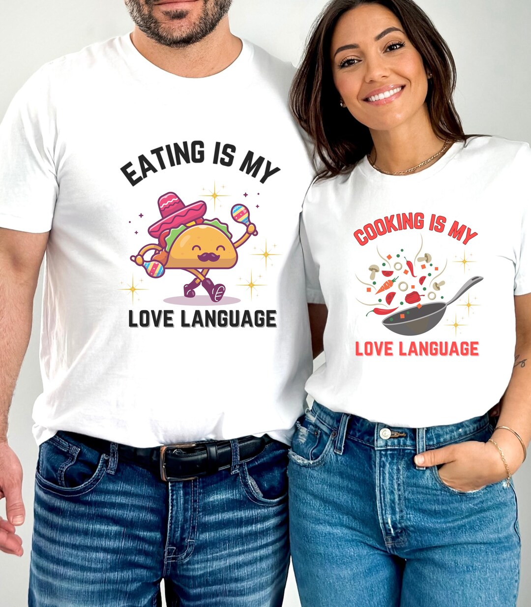 Love Language Couple T-shirts: Matching Foodie Tees - Etsy