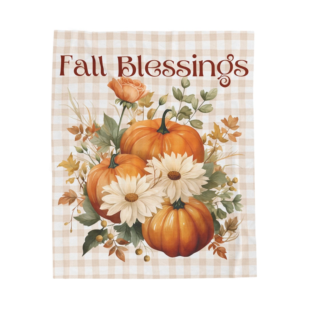 Fall Blessings Velveteen Plush Blanket, Autumn Throw Blanket ...