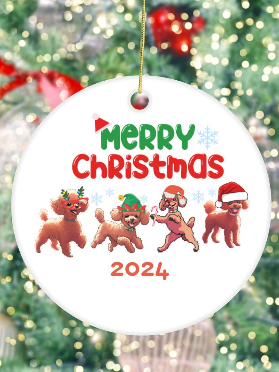 Dancing Toy Poodles Christmas 2024 Ceramic Ornaments, Holiday Decor ...