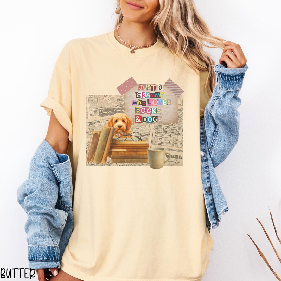 Just a Grammy Who Loves Books and Dogs Shirt, Grandma Gift, Dog Lover ...