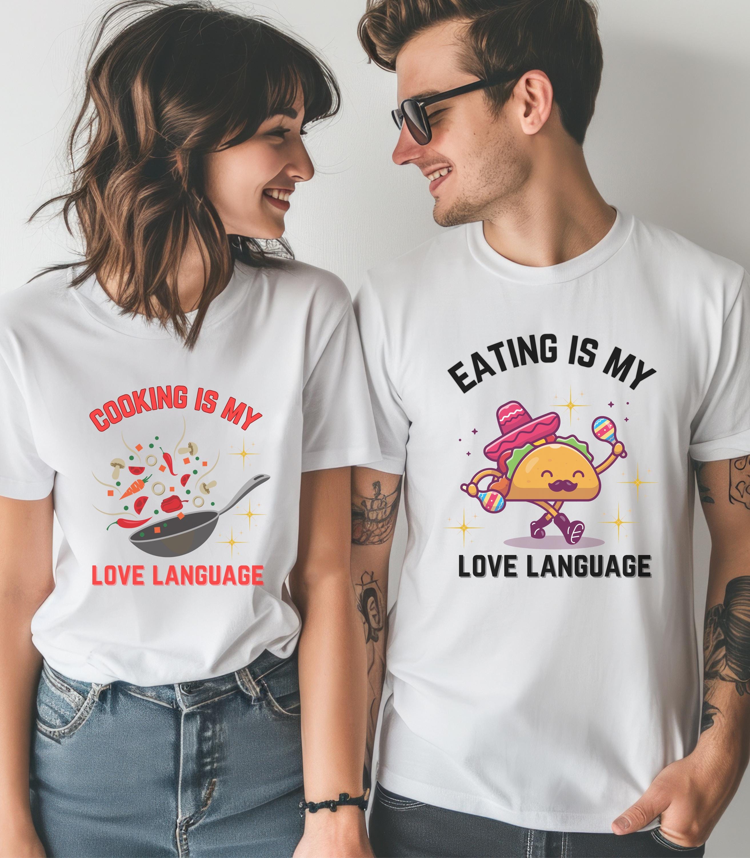 Love Language Couple T-shirts: Matching Foodie Tees - Etsy