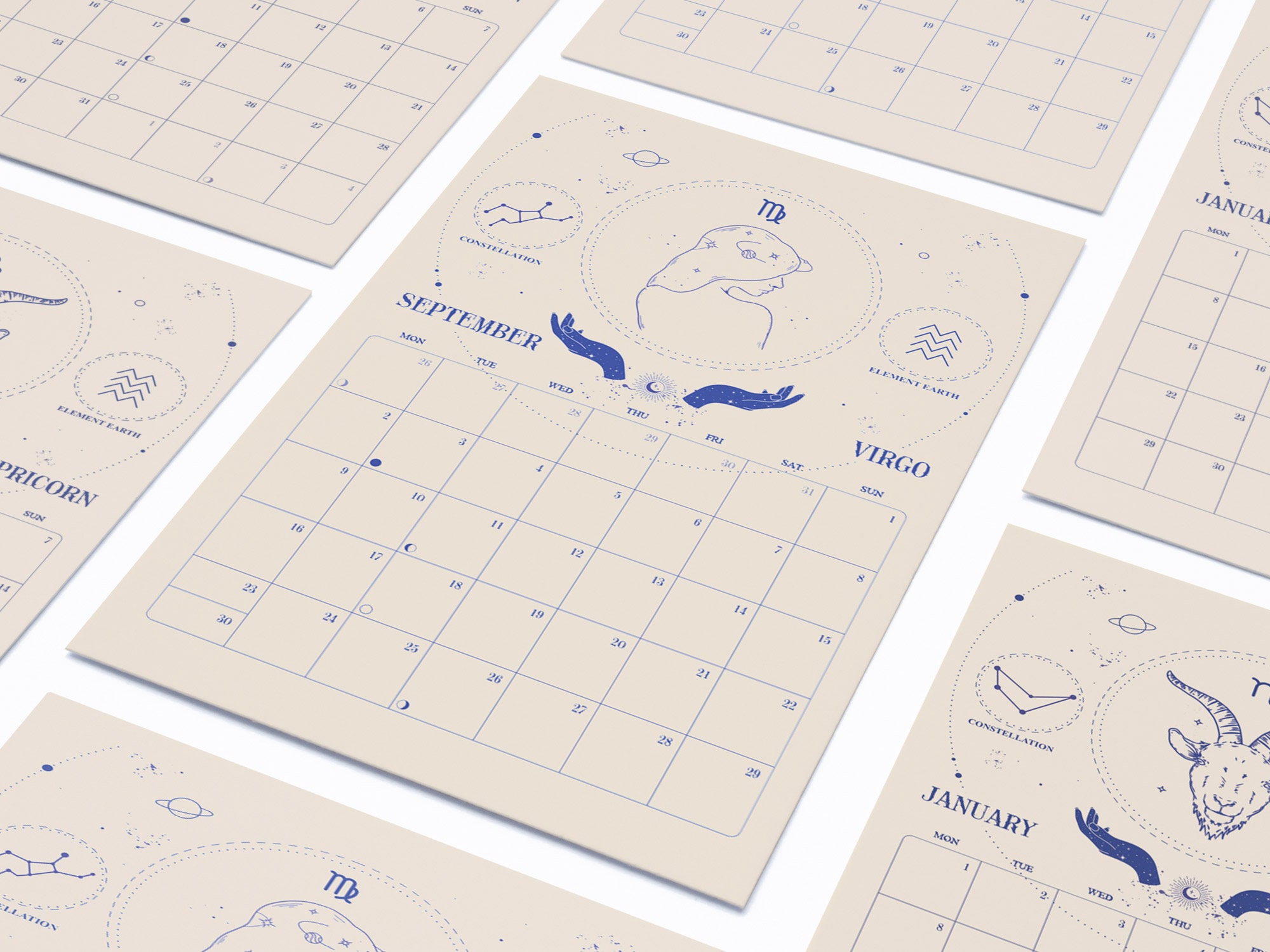 Physical 2024 Zodiac Calendar - Featured 12 Signs, the 4 Elements ...