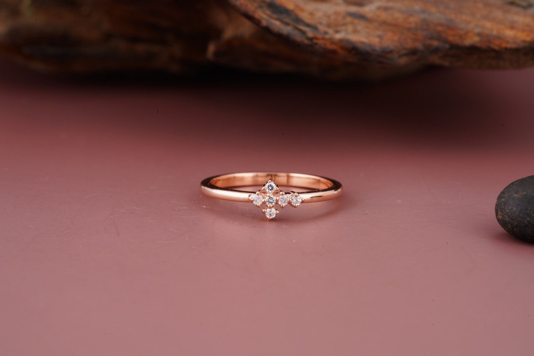 Diamond Sideways Cross Engagement Ring | Tiny Promise Ring 18KT Solid ...