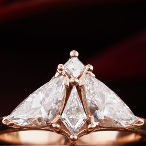 Moth Diamond Engagement Ring: 14kt Yellow Gold, Trillion & Kite Lab ...