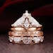 Half Moon Moth Diamond Three Ring Set: 18kt Rose Gold, Trillion & Kite ...