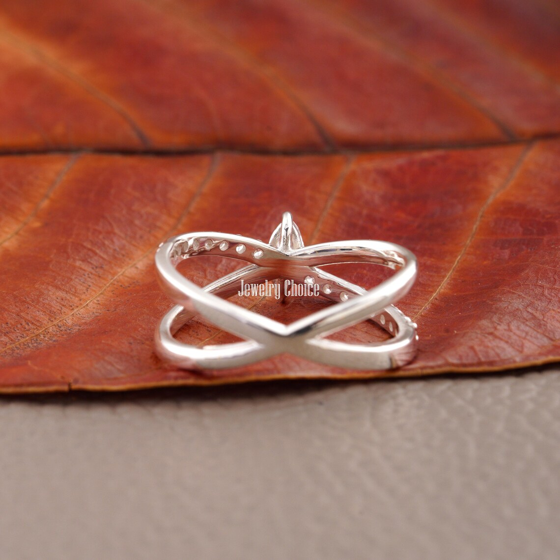 Solid Gold Criss Cross Ring, 14k Gold Marquise Statement Ring for Women, Pave Lab Grown Diamond ...