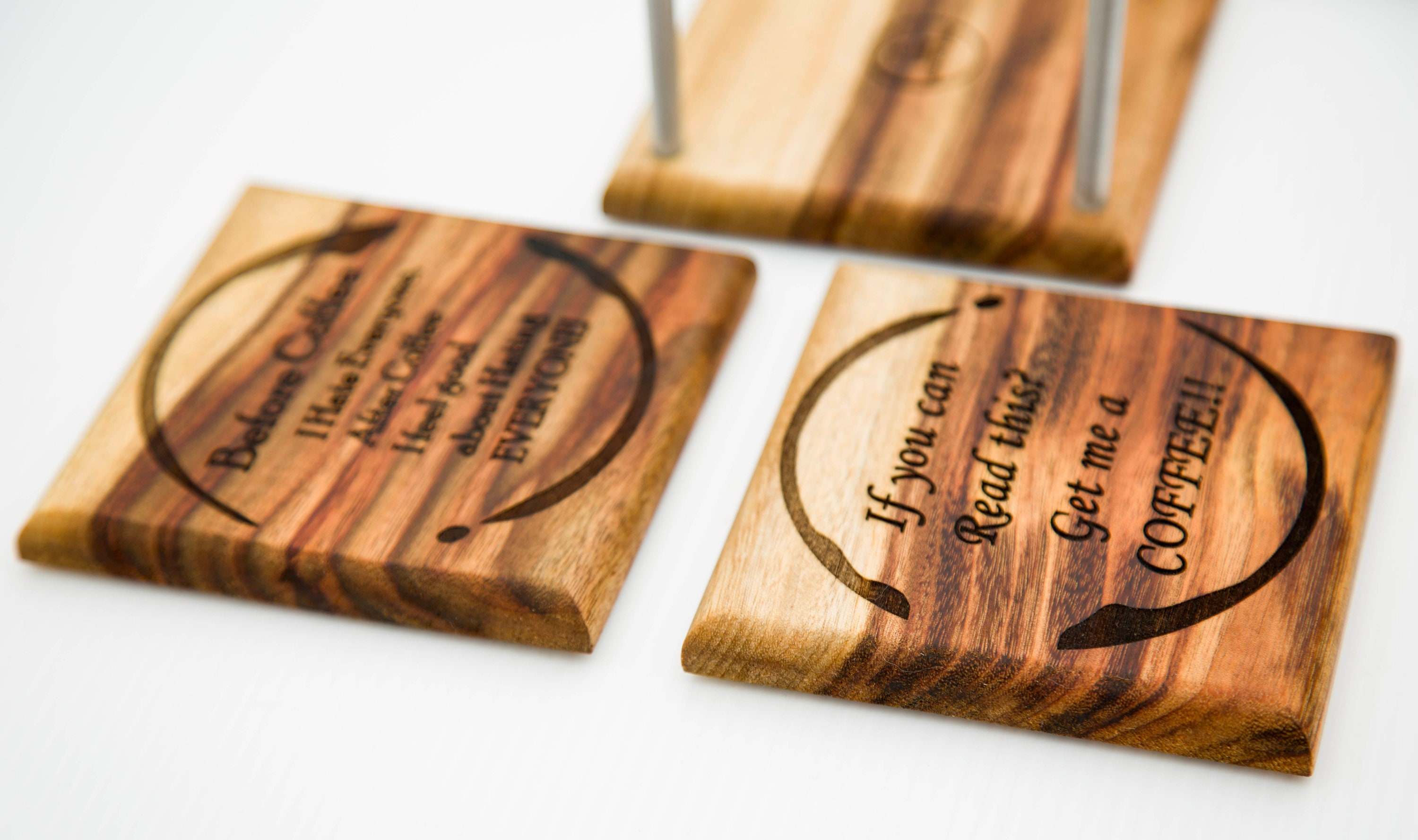 Wooden Coffee Coasters, Coasters, Drink Coasters, Cup Holders Set of 4 ...
