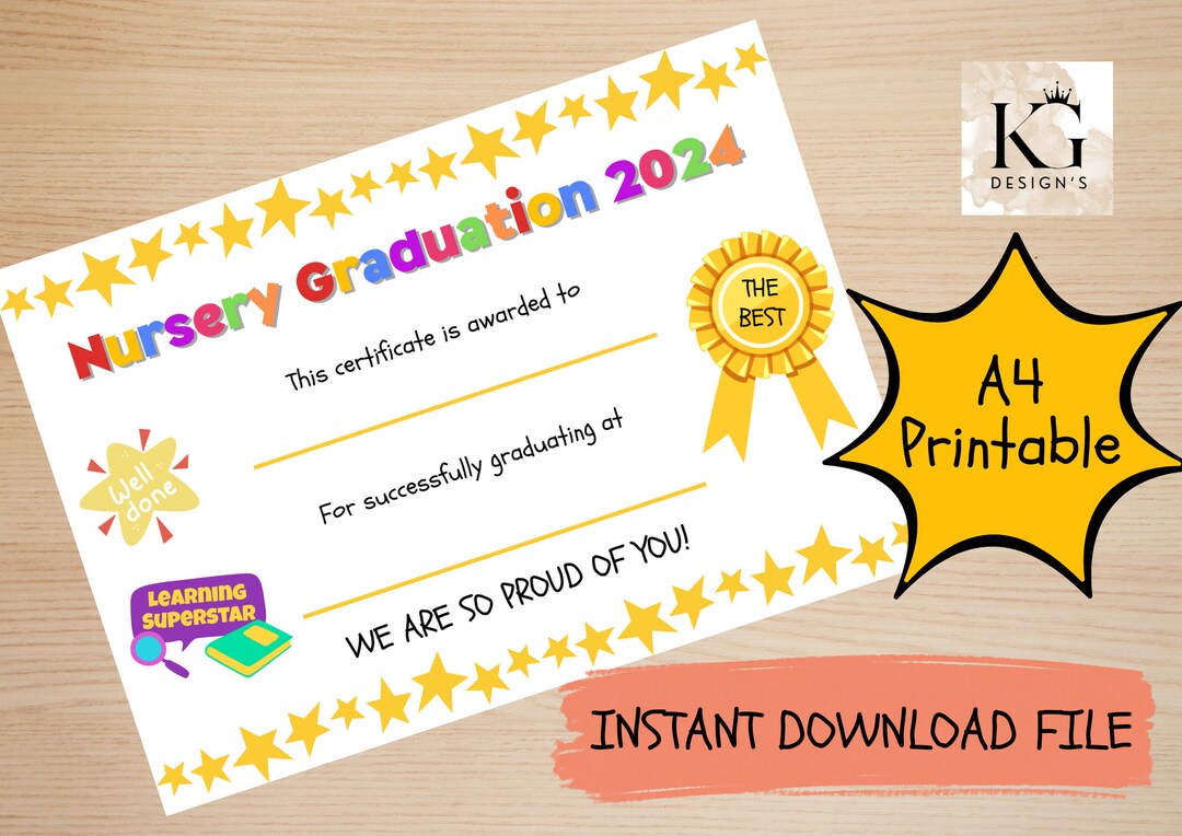 Nursery Graduation Printable Instant Download Leavers Class of 2024 ...