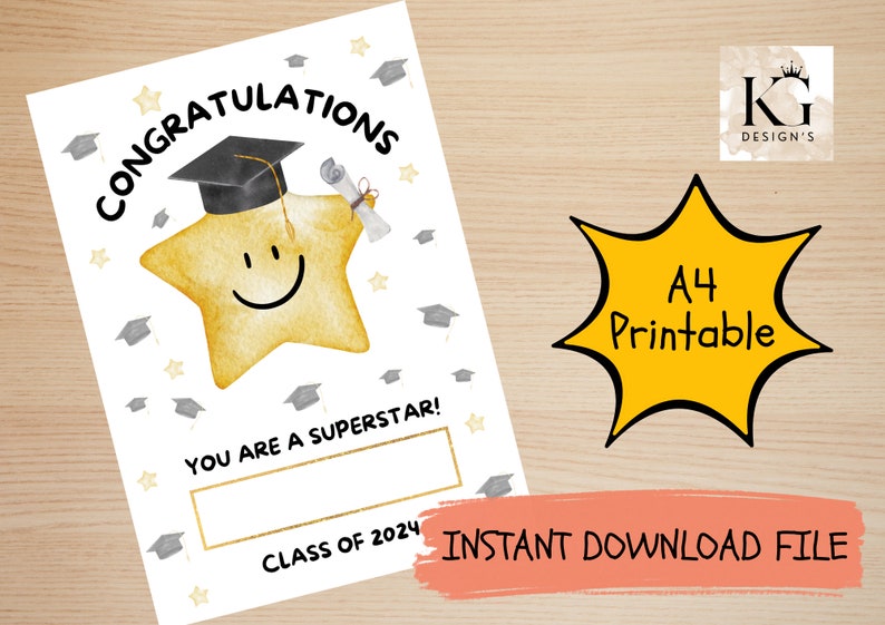 Instant Download PNG PDF Printable Star Graduation Congratulations ...