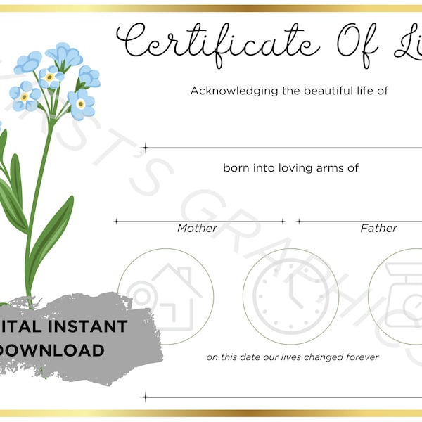 Stillborn Certificate - Etsy