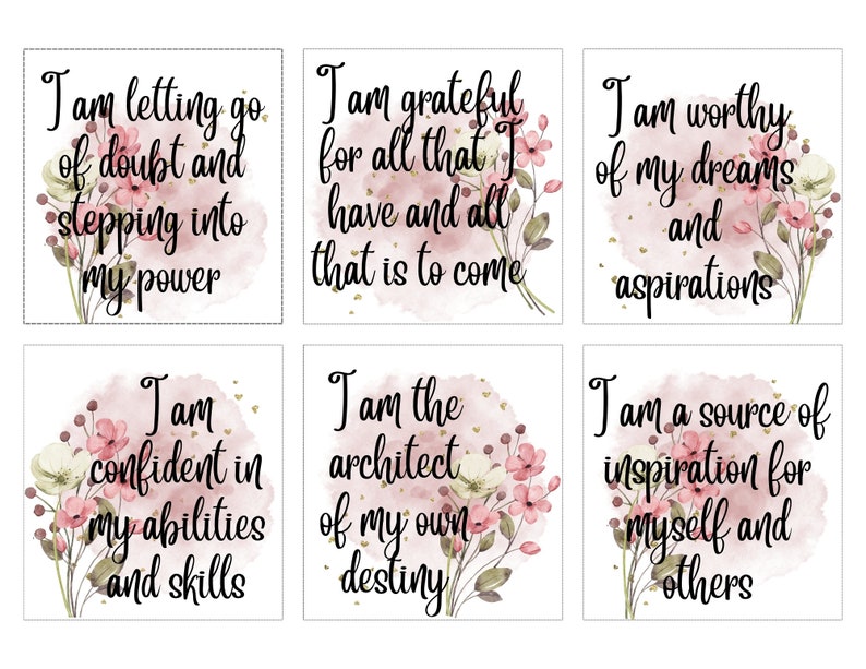 30 Empowering Affirmation Cards: Downloadable Printables for Positive ...