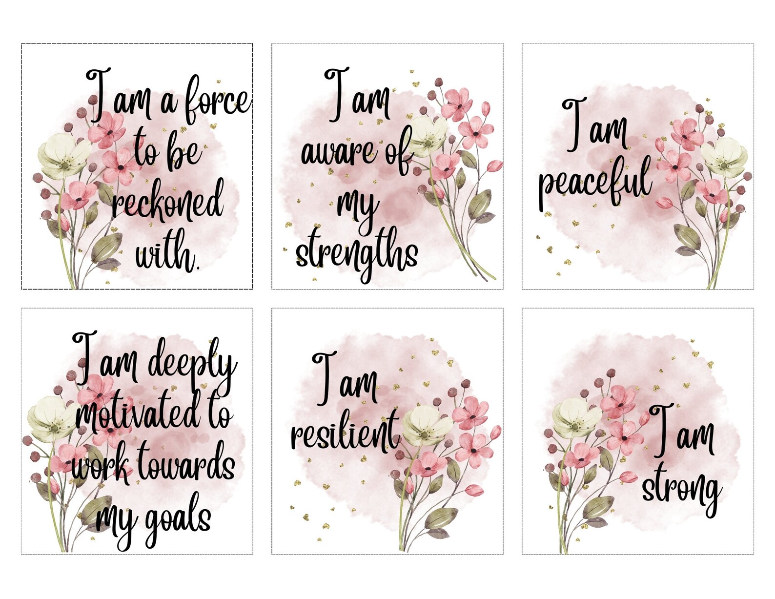 30 Empowering Affirmation Cards: Downloadable Printables for Positive ...