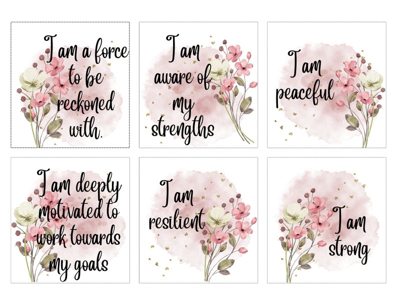 30 Empowering Affirmation Cards: Downloadable Printables for Positive ...